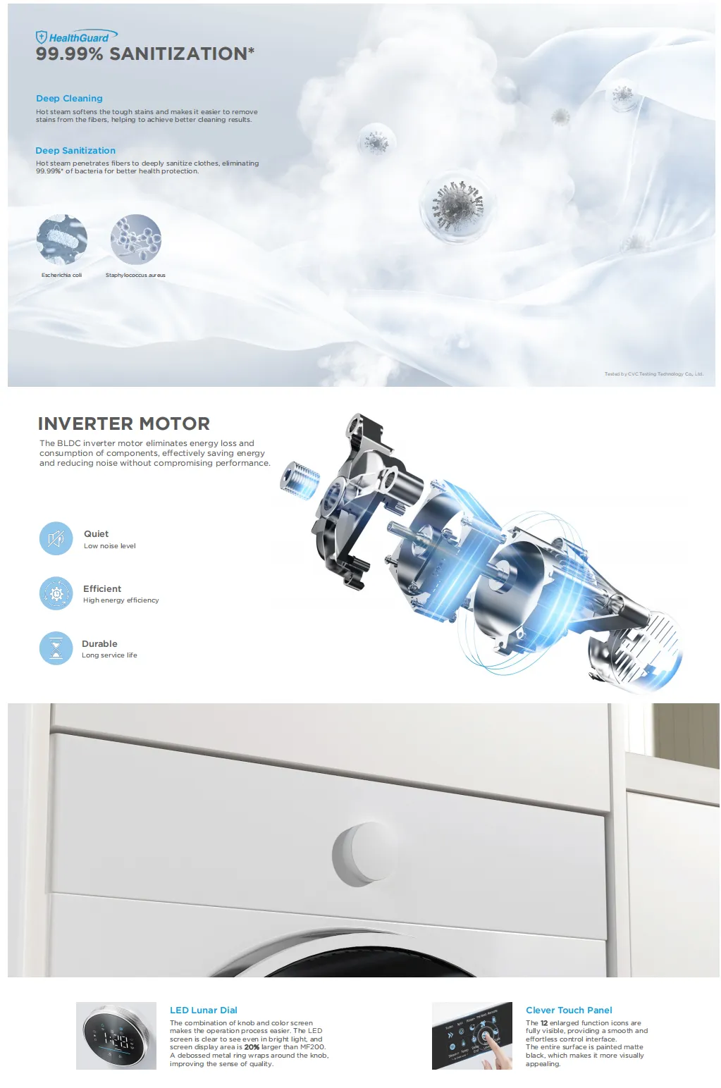 MIDEA MF210W105WB 10.5KG INVERTER SMART CONTROL FRONT LOAD WASHING MACHINE
