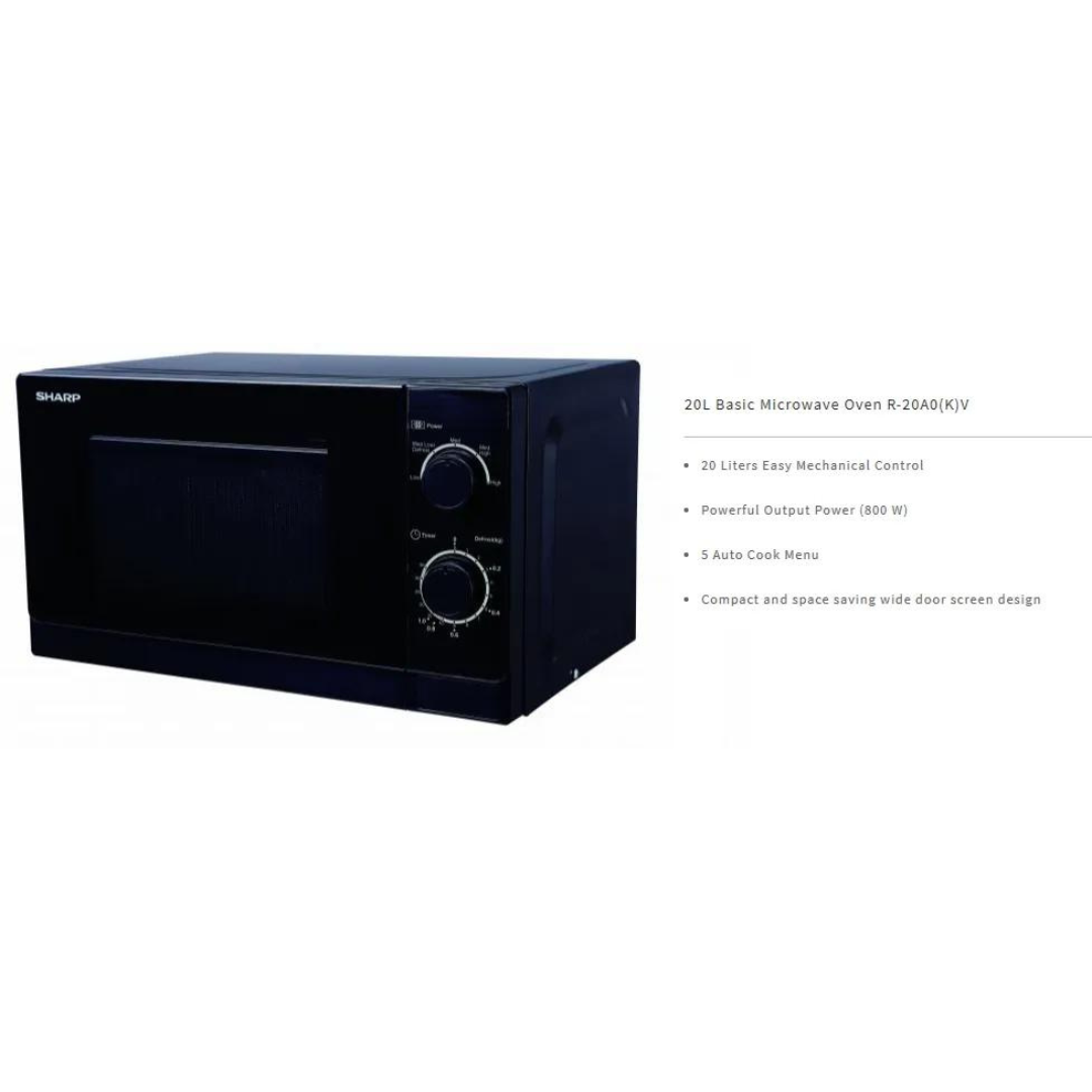SHARP R-20A0(K)V 20L TABLE TOP MICROWAVE OVEN BLACK | Asia Excel