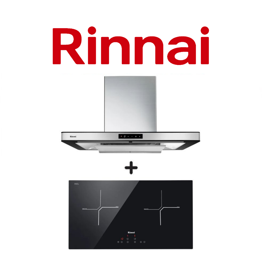 RINNAI RH-C91A-SSVR 90CM CHIMNEY HOOD WITH TOUCH CONTROL + RINNAI RB-7012H-CB 2 ZONE INDUCTION ...