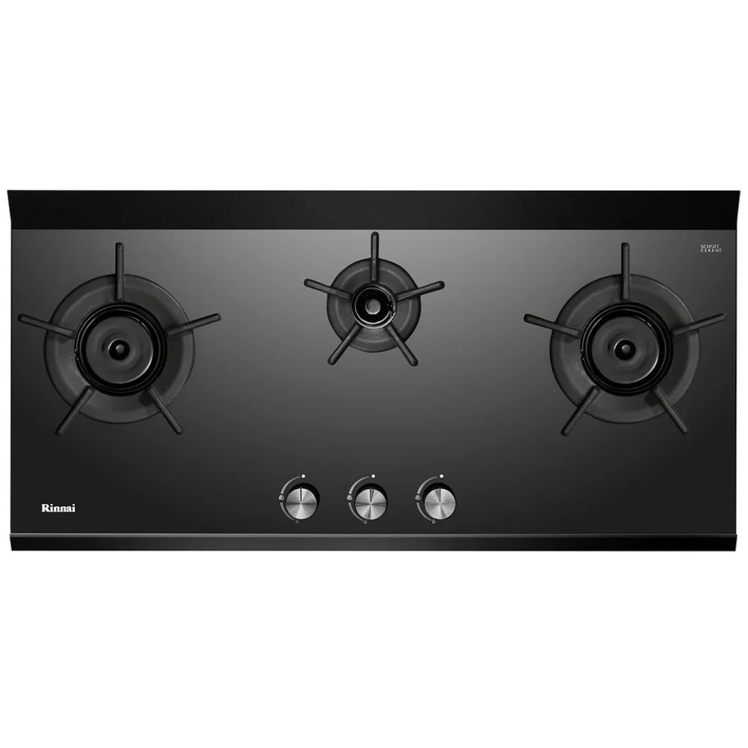 RINNAI RH-C1059-PBR 90CM CHIMNEY HOOD + RINNAI RB-3CGN 3 BURNER INNER FLAME BUILT-IN GAS HOB