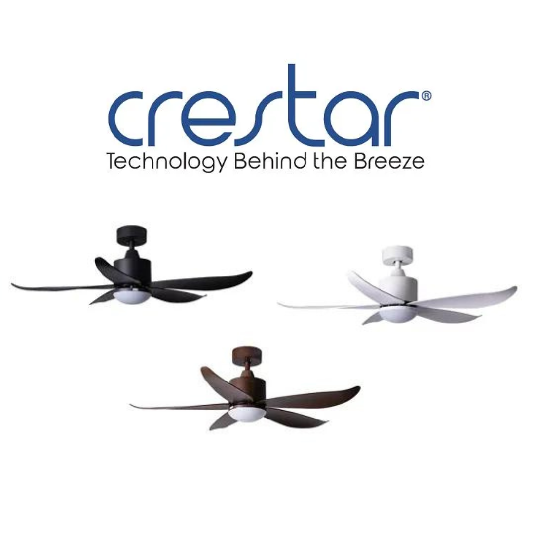 CRESTAR VALUEAIR 55 INCH BLACK/WHITE/WOOD 5 BLADE CEILING FAN WITH LED ...