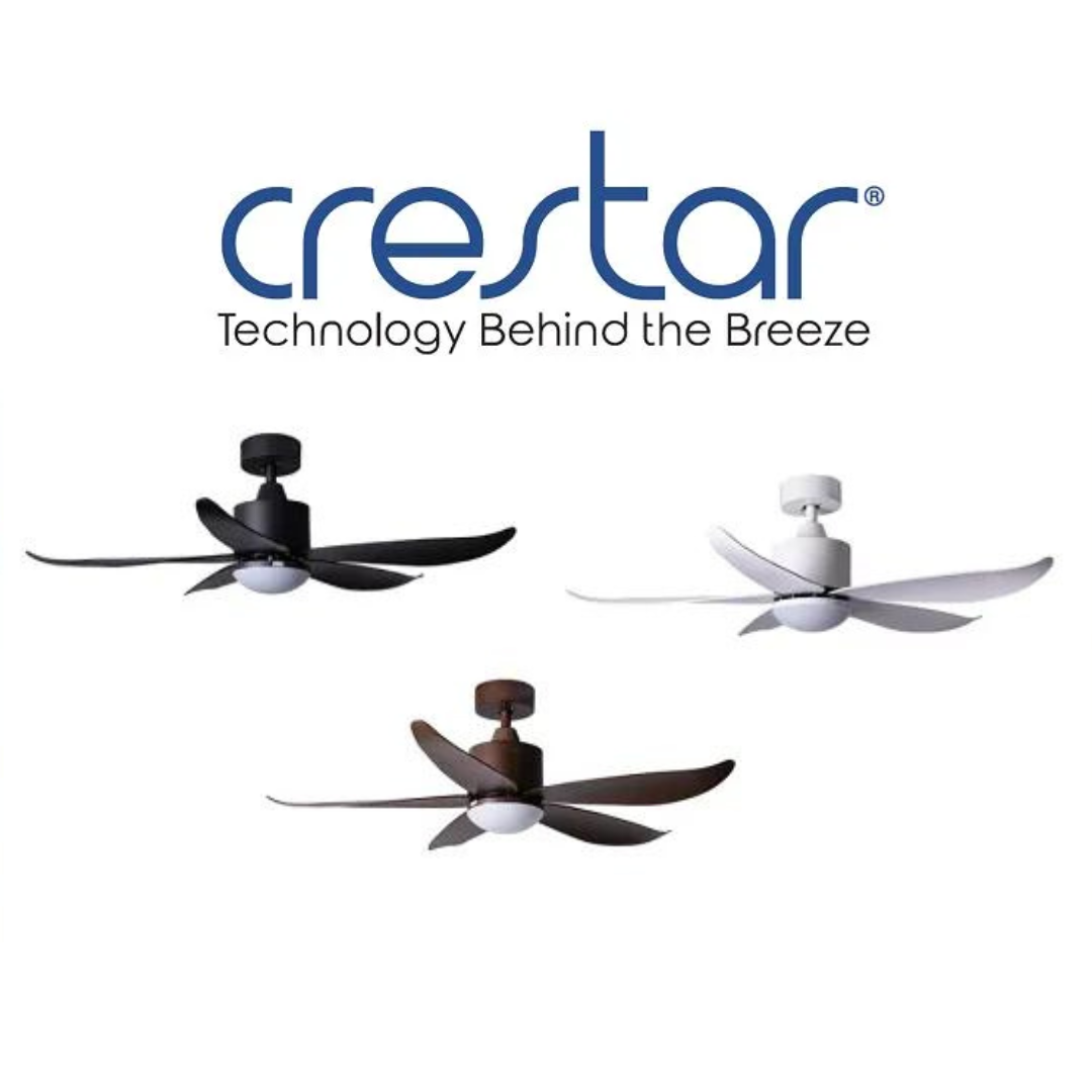 CRESTAR VALUEAIR 48 INCH BLACK/WHITE/WOOD 5 BLADE CEILING FAN WITH LED ...