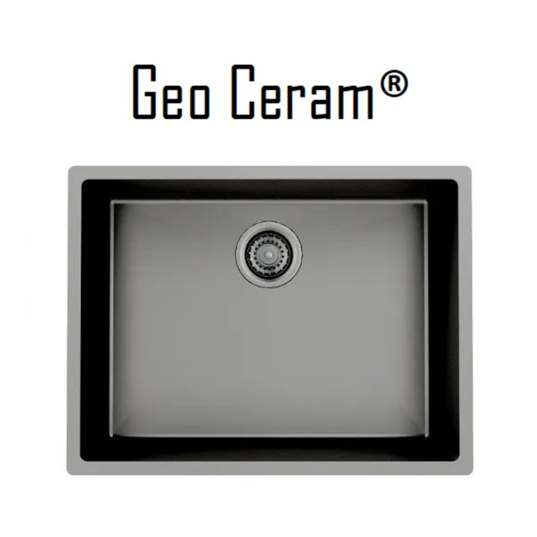 GEO CERAM GMX110-55R10 GUN METAL SINGLE BOWL STAINLESS STEEL KITCHEN ...