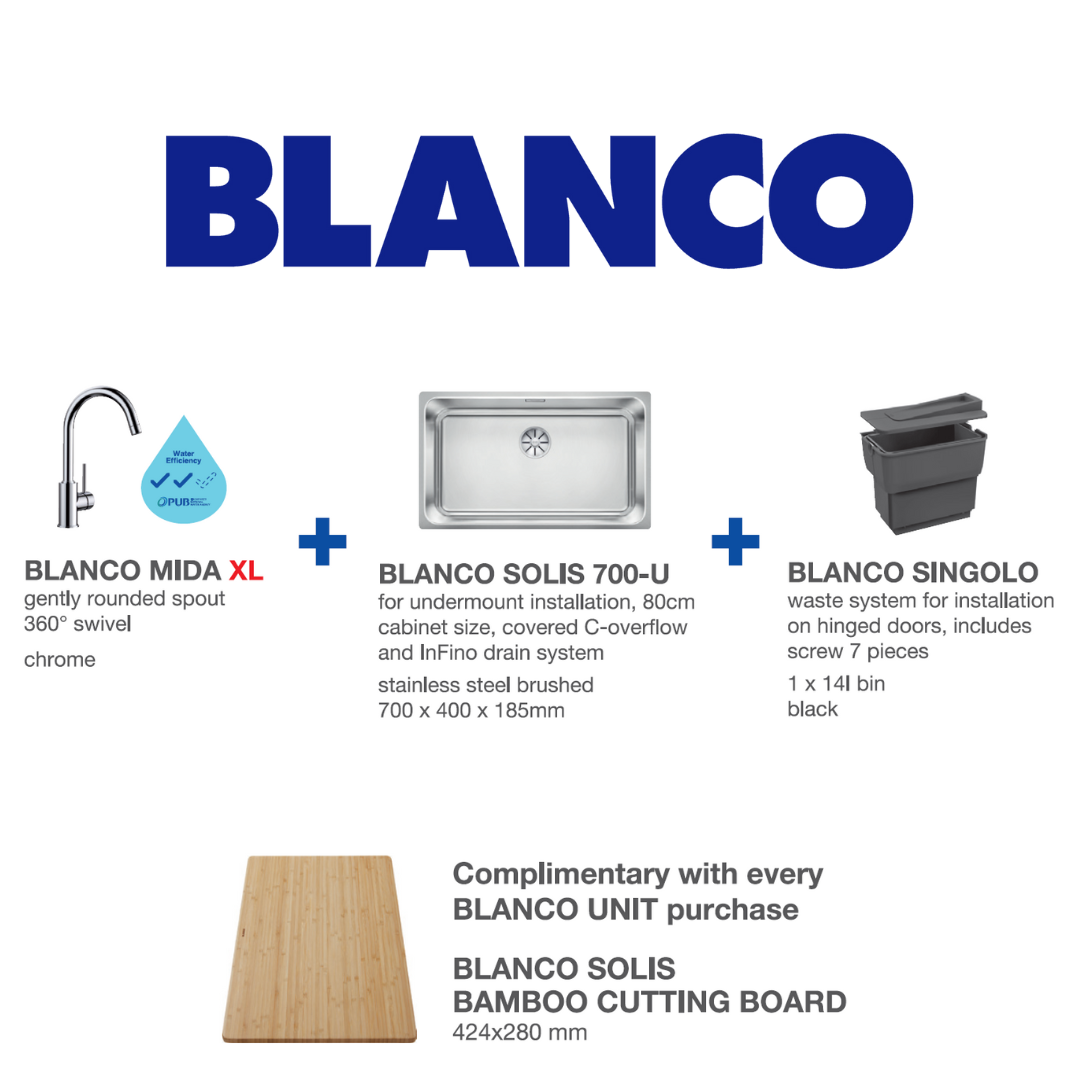 BLANCO UNIT SOLIS 700-U BUNDLE WITH FREE BLANCO SOLIS BAMBOO CUTTING ...