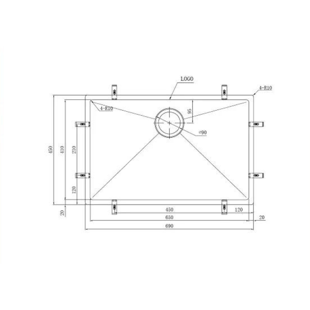 GEO CERAM GMX110-65R10 69CM GUN METAL STAINLESS STEEL KITCHEN SINK ...
