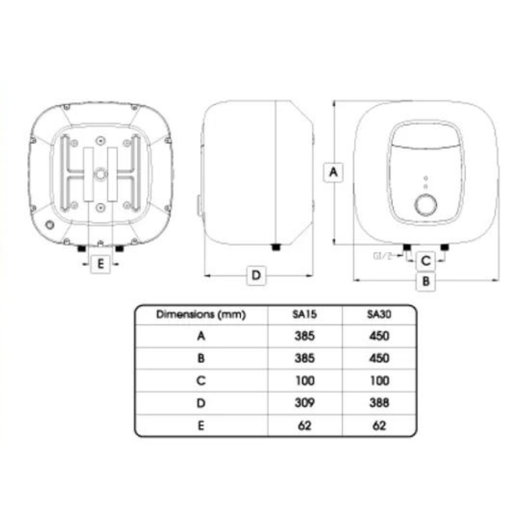 CHAMPS SA30 30L WHITE STORAGE WATER HEATER | Asia Excel