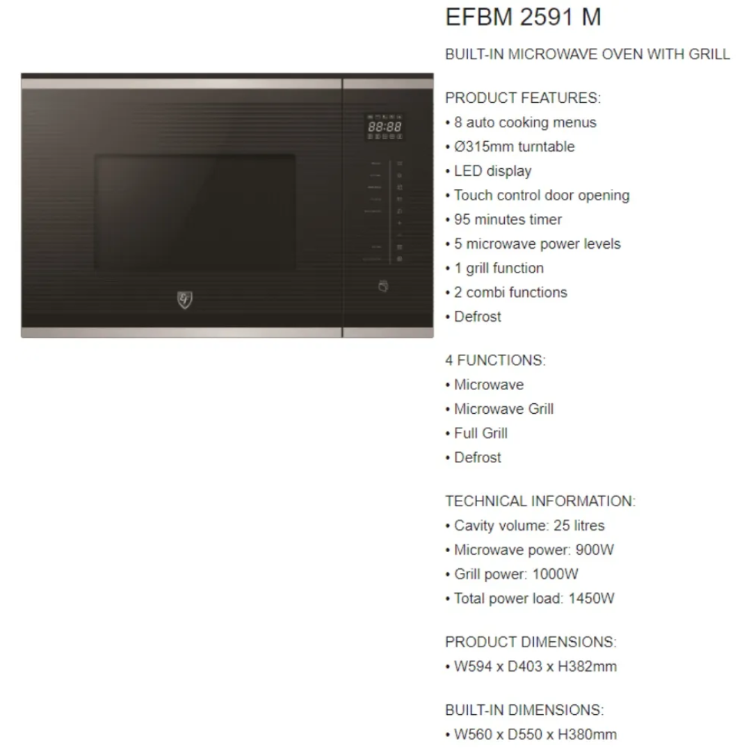 EF EFBM 2591 M 60CM BUILT-IN MICROWAVE OVEN WITH GRILL | Asia Excel