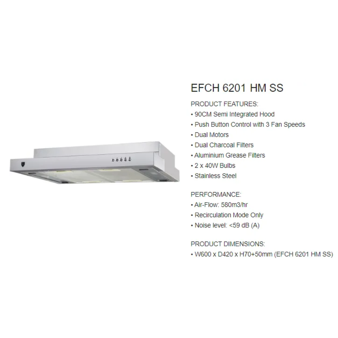 EF EFCH 6201 HM SSL 60CM STAINLESS STEEL SLIMLINE HOOD | Asia Excel