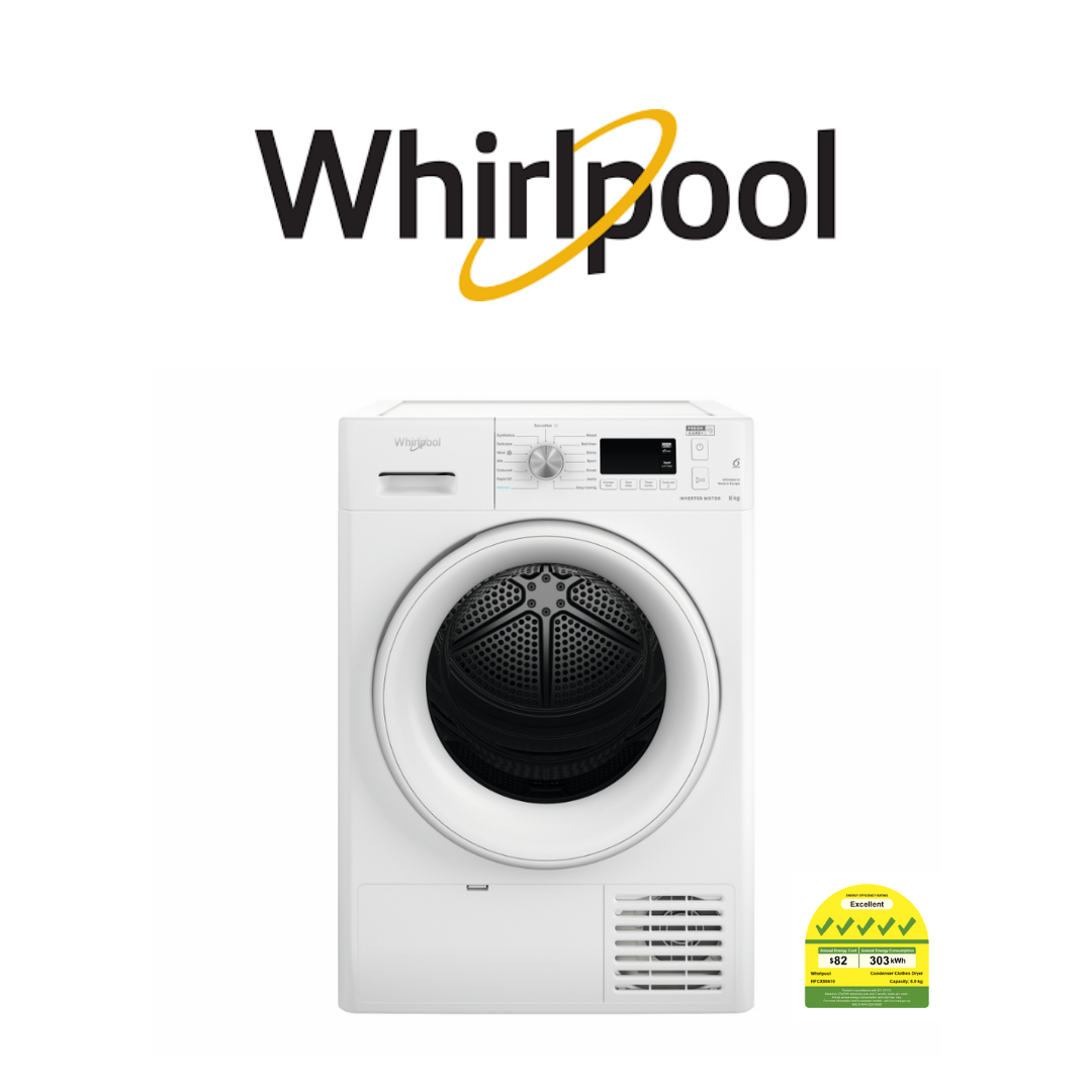 WHIRLPOOL HFCX80410 8KG FRESHCARE+ FRONT LOAD INVERTER HEAT PUMP DRYER | Asia Excel