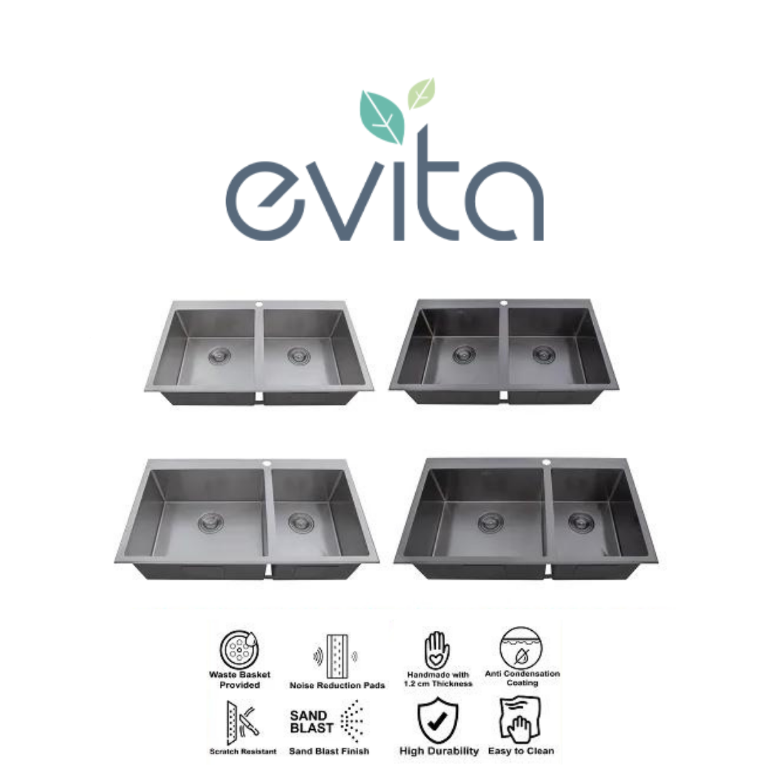 EVITA EKS-DT SERIES SUS316 MARINE GRADE DOUBLE BOWL SANDBLAST FINISH ...