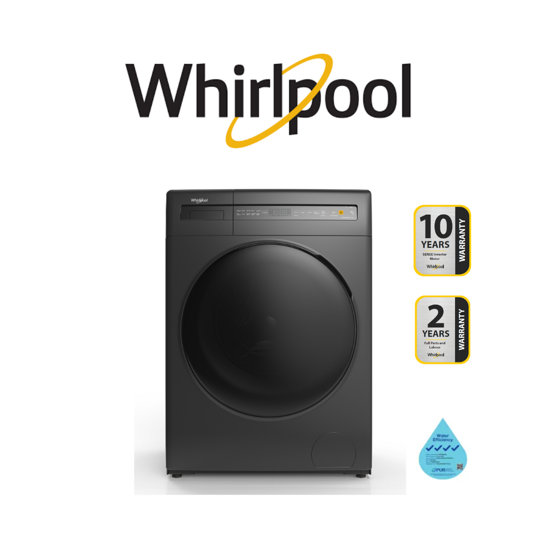 WHIRLPOOL FWEB8002GG 8KG GREY SANICARE FRONT LOAD WASHING MACHINE ...