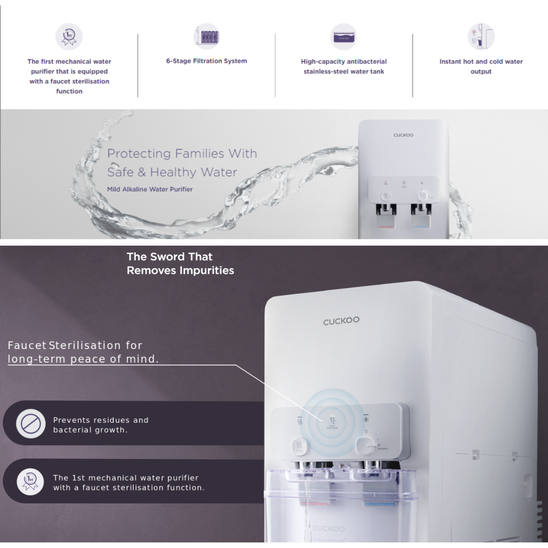 CUCKOO CP-WS601HW WARRIOR WHITE WATER PURIFIER WITH FAUCET ...