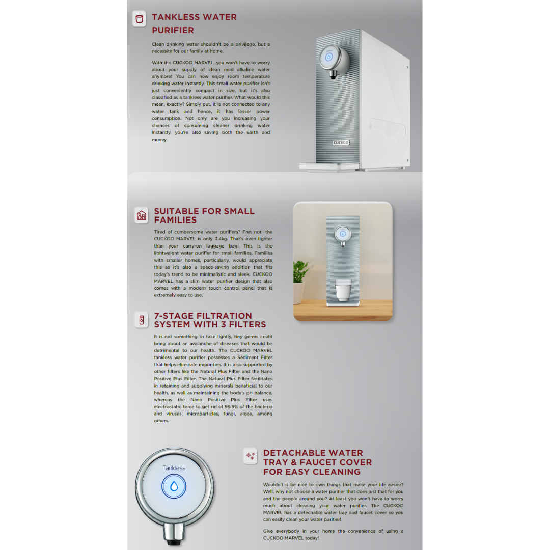 CUCKOO CP-MN021W MARVEL TANKLESS WATER DISPENSER WITH PURIFIER (FREE 1 ...