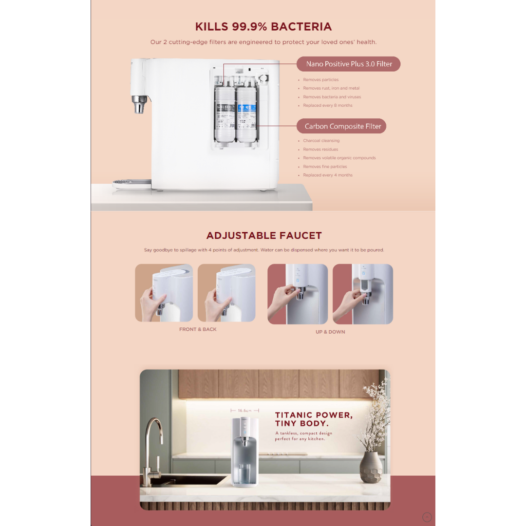 CUCKOO CP-TN100S TITAN WHITE WATER PURIFIER WITH INSTANT 100°C EXTRA ...