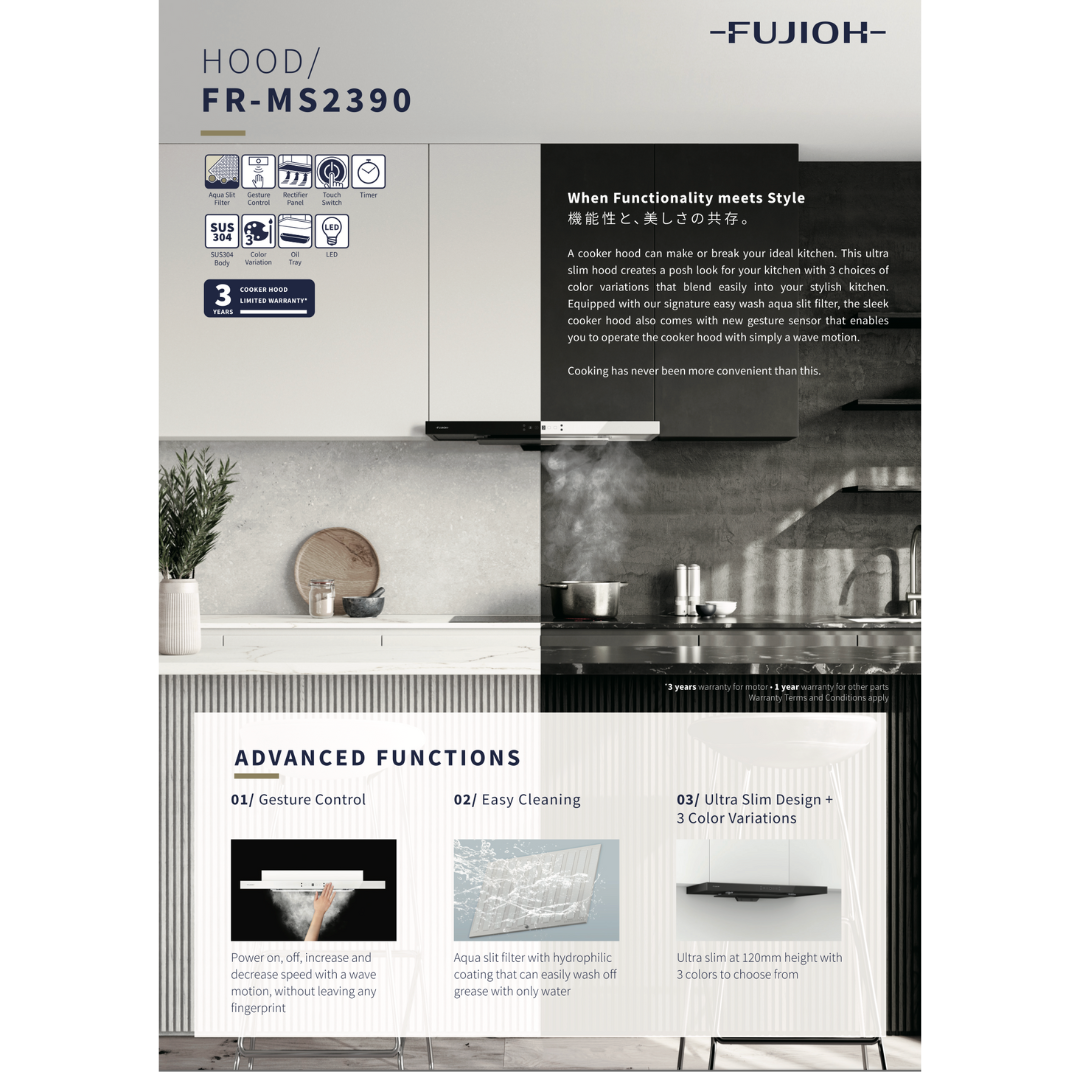 FUJIOH 90CM 900MM SLIM HOOD