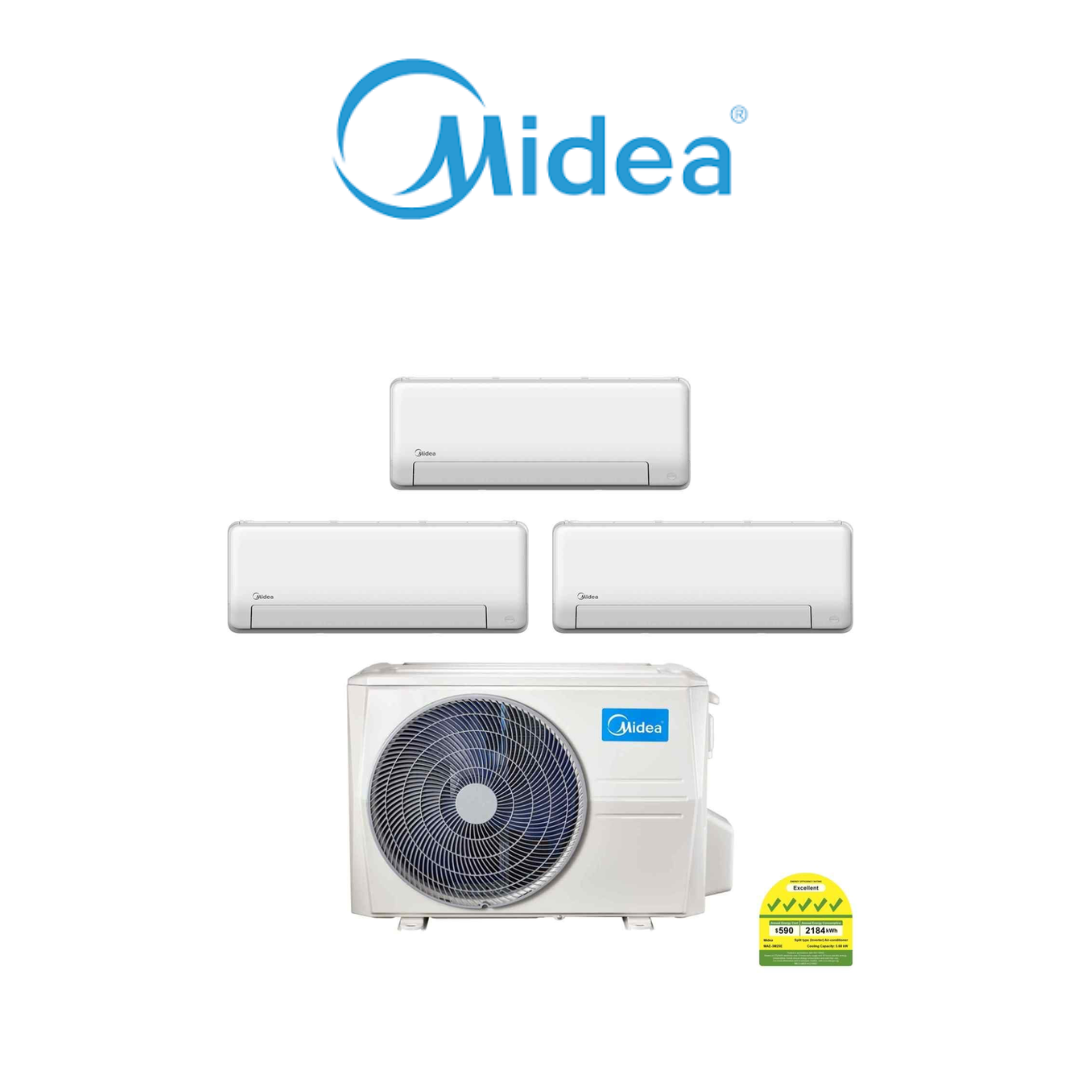 MIDEA INVERTER SYSTEM 3 AIRCON MAE-3M25E / MSEID-09 X 2 + MSEID-12 X 1 ...
