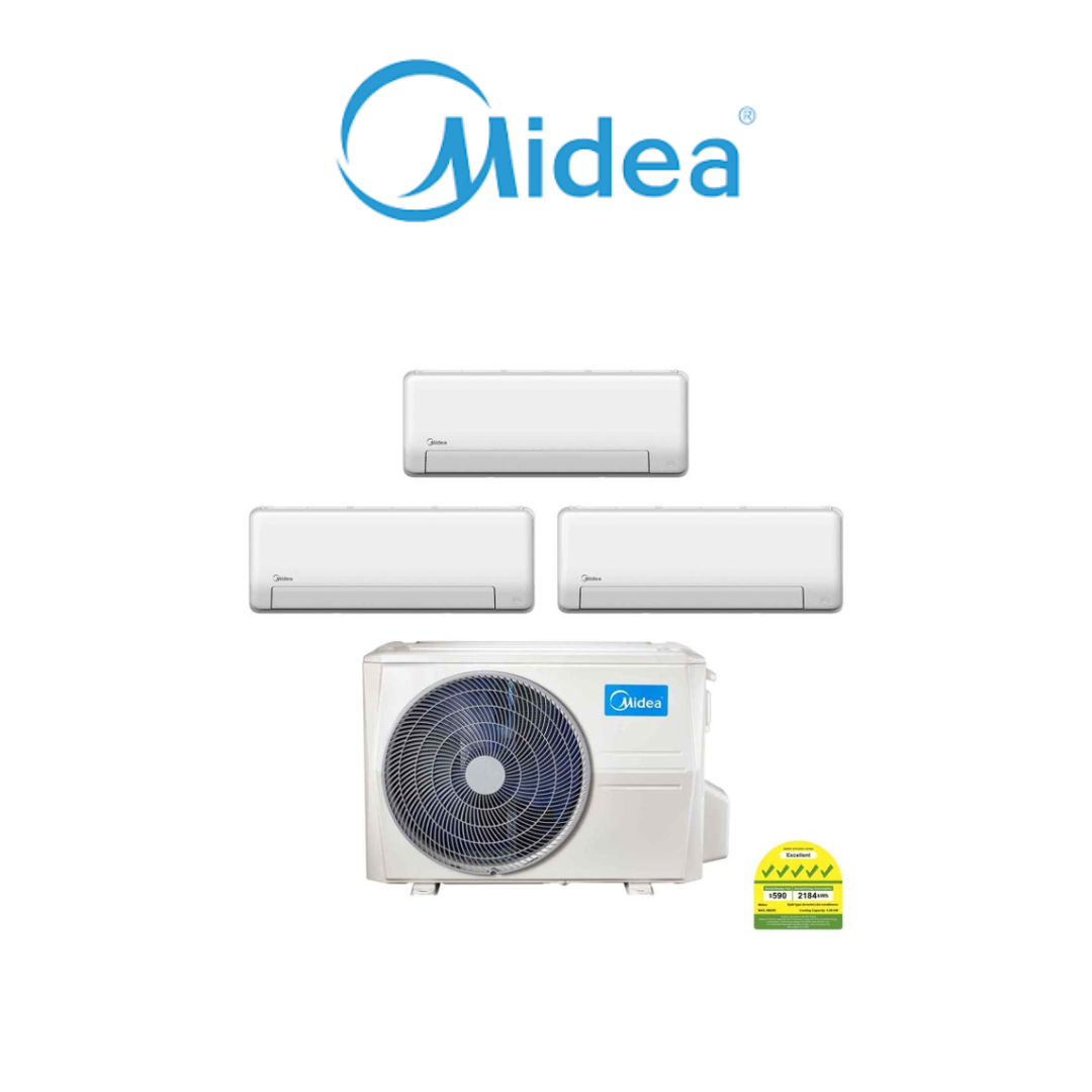 MIDEA INVERTER SYSTEM 3 AIRCON MAE-3M25E / MSEID-09 X 3 (5 TICKS)