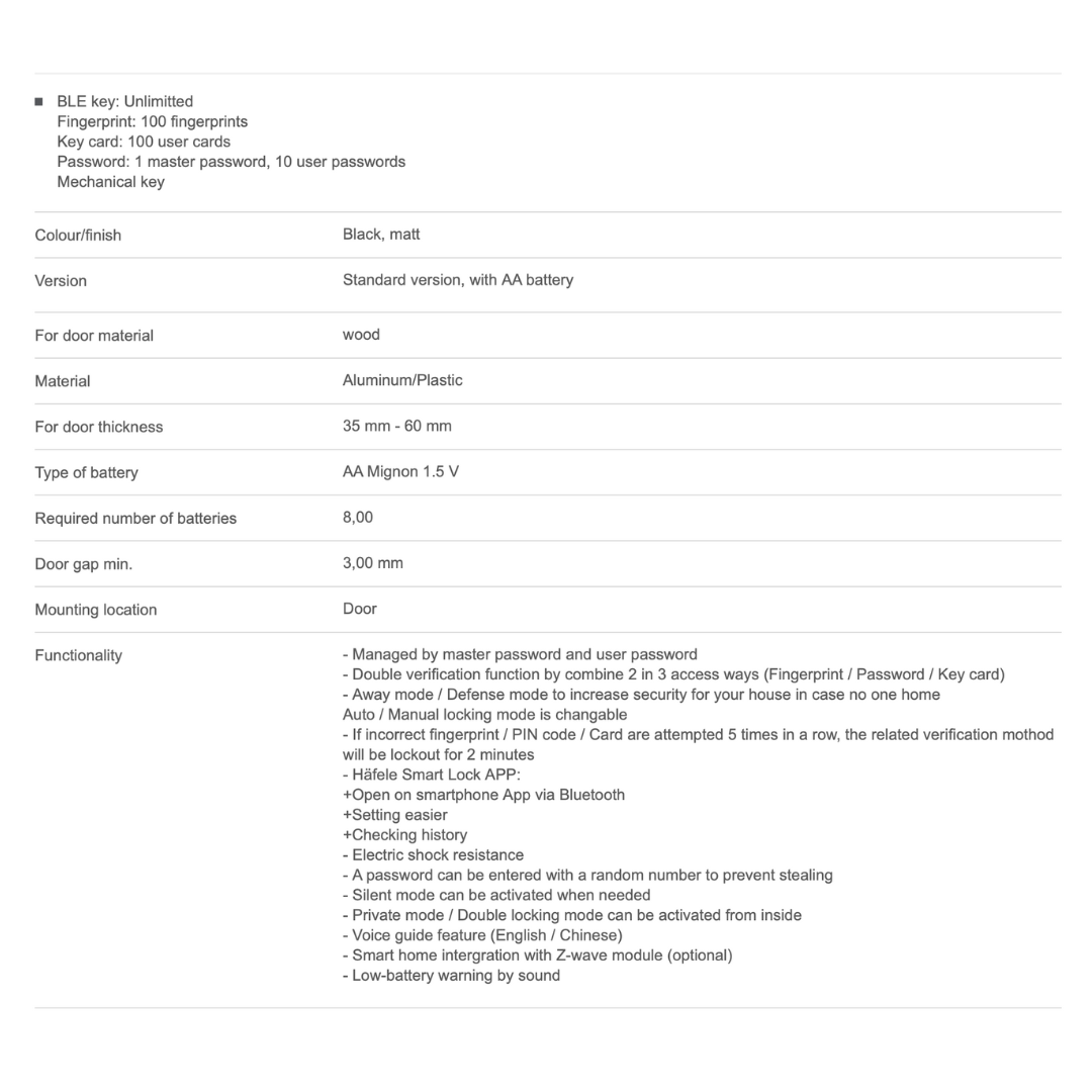 HAFELE PP8100 FIRE RATED TIMBER PUSH PULL DIGITAL DOOR LOCK