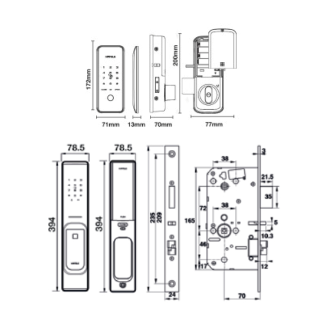 HAFELE GL5700 METAL GATE DIGITAL DOOR LOCK + HAFELE PP8100 FIRE RATED ...