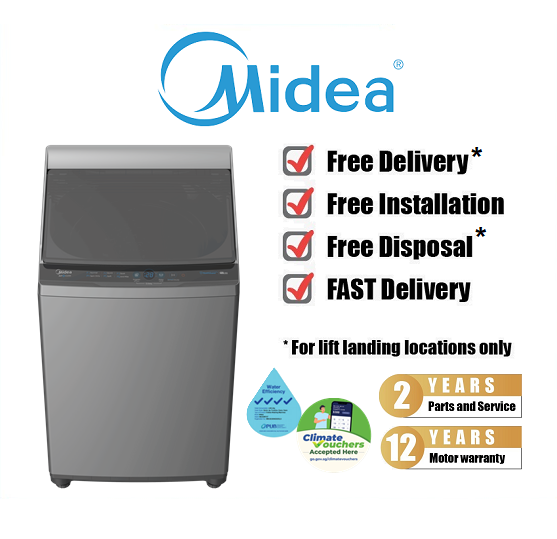 MIDEA MA200W75T 7.5KG 4 TICK GREY TOP LOAD WASHING MACHINE | Asia Excel