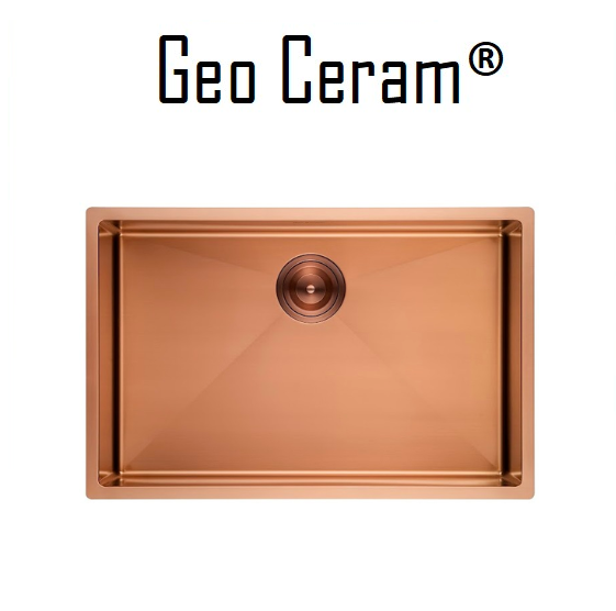 GEO CERAM RGX110-55R10 59CM ROSE GOLD SINGLE BOWL STAINLESS STEEL ...