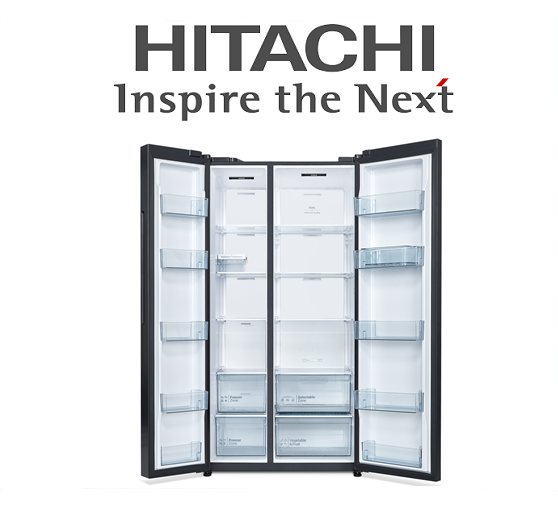 HITACHI HRSN9713ESGSSG | HRSN9713ESGBKSG 656L GLASS BLACK / GLASS ...