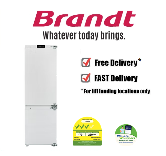 BRANDT BIC7757DA 242L FULLY INTEGRATED BOTTOM FREEZER BUILT IN ...