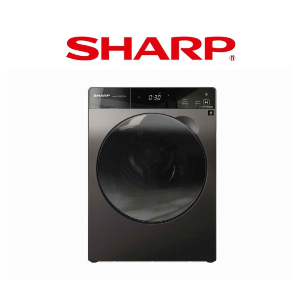 SHARP ES-FW105D7PS 10.5/7KG BLACK FRONT LOAD 2 IN 1 WASHER CUM DRYER ...