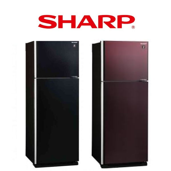 SHARP SJ-PG39P 394L BLACK/BROWN J-TECH INVERTER 2 DOOR REFRIGERATOR ...
